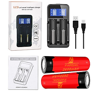 DULEX 3.7V Lithium ion Rechargeable Batteries Charger for LED Flashlights, Toys, Doorbells, Handheld Mini Fan, Headlamps and Other Household Devices.