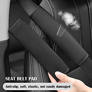 SSNNUU 2Pcs Seat Belt Cover Pad,Breathable Polyester Car Seatbelt Covers,Universal Seat Shoulder Strap Pads Car Accessories Interior for Men Women (Black)