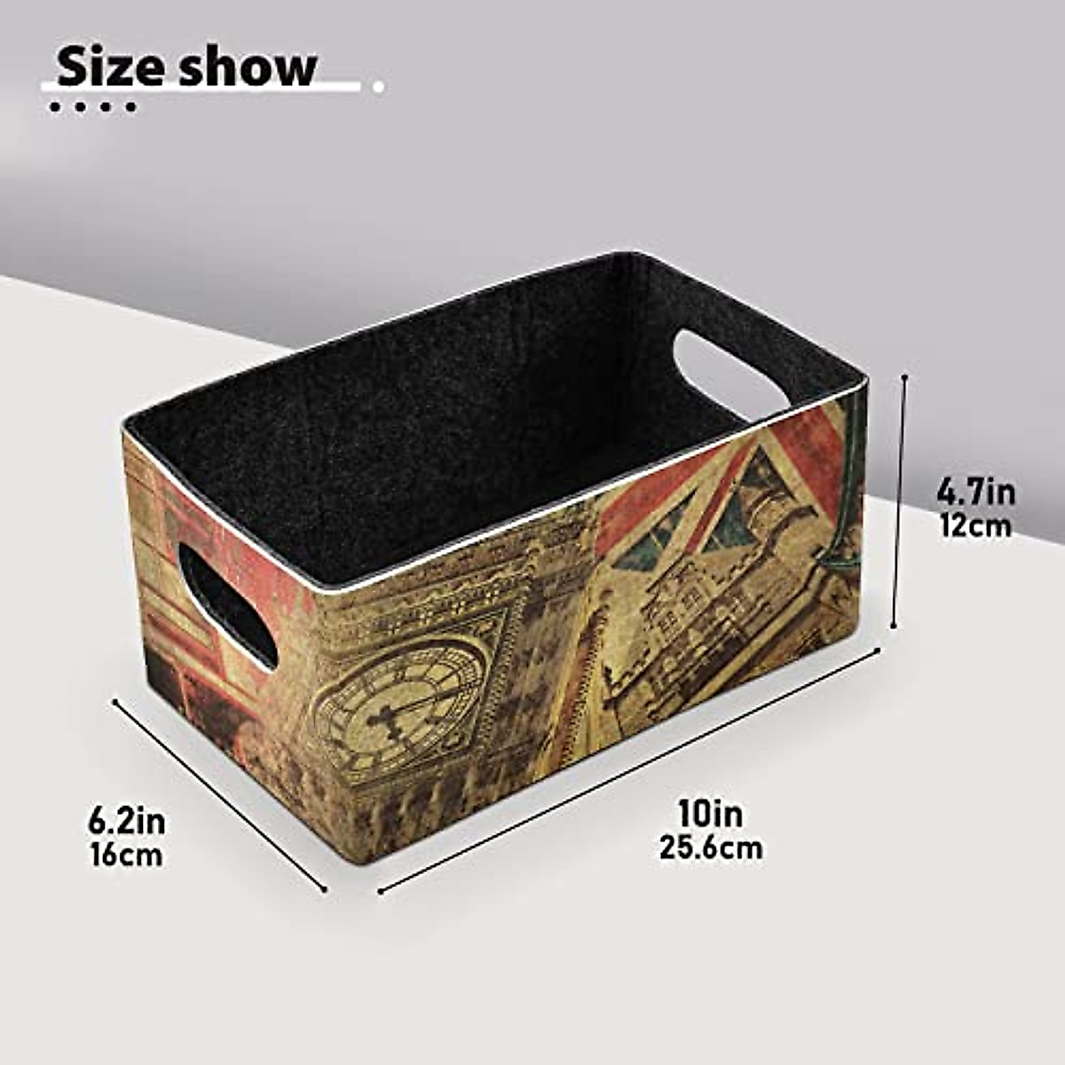 Textured Icons London Storage Basket Felt Storage Bin Collapsible Toy Boxs Decorative Baskets Organizer for Pet Supplies Magazine