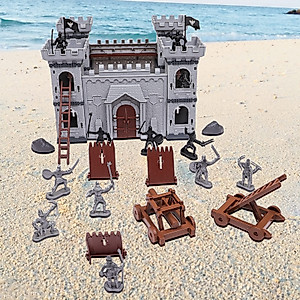 Kangkang Army Men,Knight Toys Military Toys DIY Medieval Miniature Toy Castle,Castle Toy for Boys Army Men Set Contains Assemble Castle,Crash Car,12 Plastic Soldiers (A)
