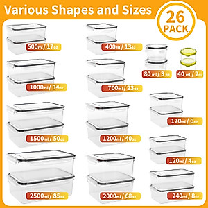 GEIKR 52 PCS Large Food Storage Containers with Lids Airtight, BPA-Free Leakproof Plastic Meal Prep Containers Reusable,Microwave & Dishwasher & Freezer Safe,Includes Labels & Pen