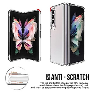 LTLGHYL Cover for Samsung Galaxy Z Fold 3, Ultra-Thin Transparent Solid PC Shockproof Anti-Scratch Bumper Case with Camera Protection Non-Slip Grip Protective Cover