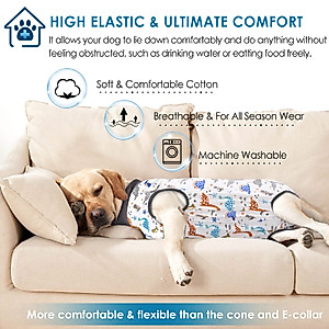 AOFITEE Dog Recovery Suit, Surgical Recovery Suit for Dog Female After Spay, Dinosaur Dog Recovery Shirt for Abdominal Wounds, Anti Licking Dog Onesie Jumpsuit E-Collar Cone Alternative, 5XL