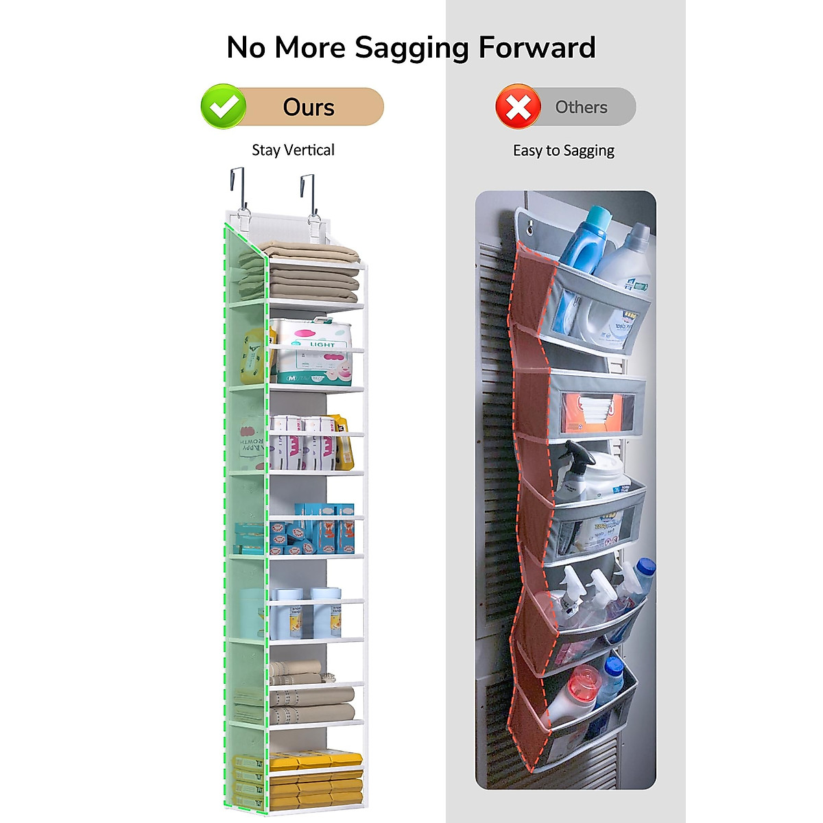 ALLTIDYUP Over The Door Hanging Pantry Organizer 7 Shelves, Clear Plastic Pockets Hat Racks for Baseball Caps, Large Capacity Storage for Closet, Bedroom, Bathroom, Office, Dorm Room Essentials