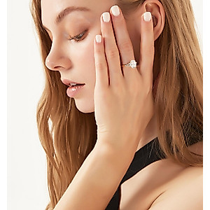 TIGRADE 3CT Engagement Ring Oval Cut Cubic Zirconia Promise Ring Round CZ Eternity Wedding Band for Women Size 3-12, Gold, Size 8