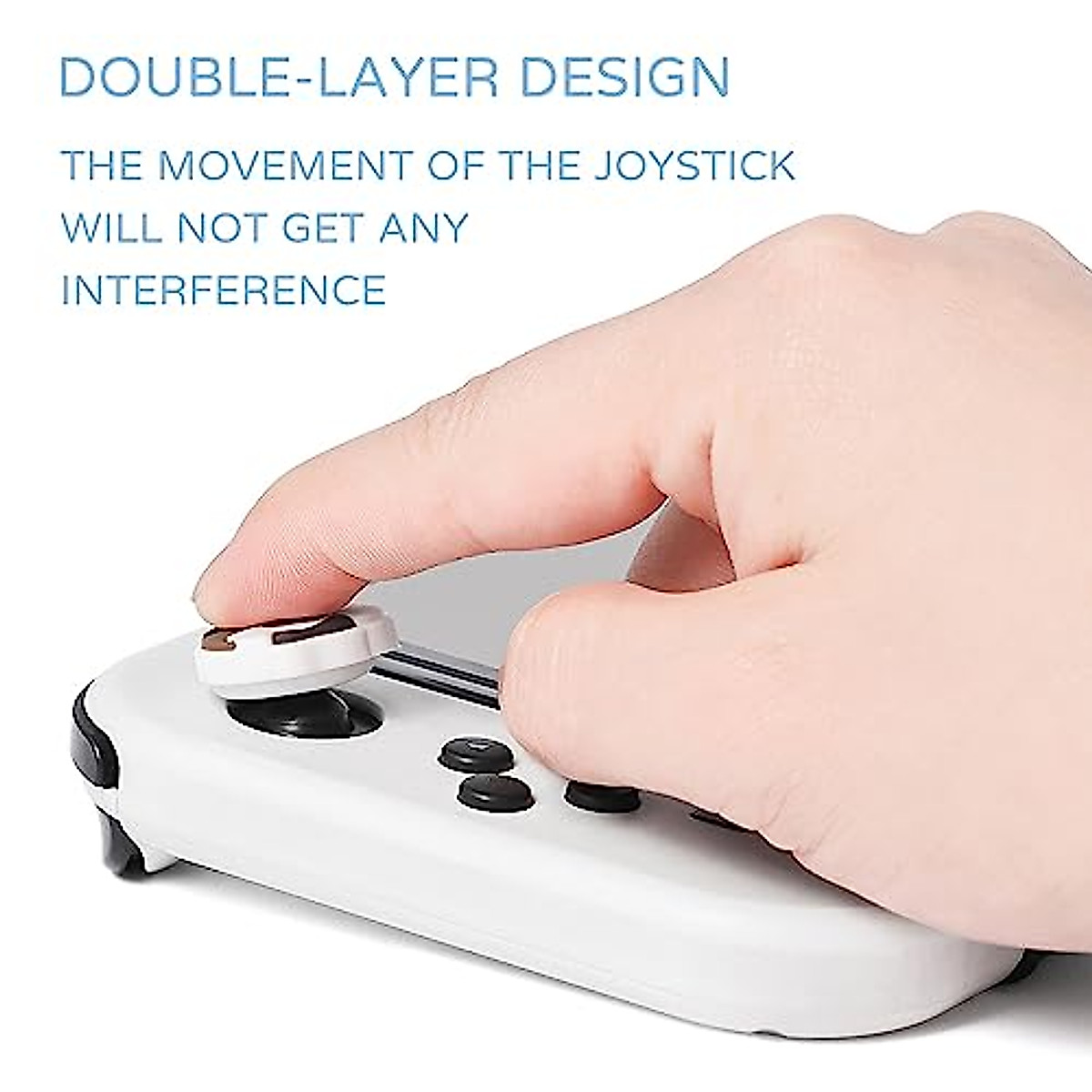 PAWSWORLD Cute Switch Thumb Grips Caps for Switch/Switch Lite/Switch OLED Rabbits Joystick Dust Jacket Silicone Joycon Grip Covers Anti-Scratch 4PCS Switch Button Caps - Fluffy Bunny