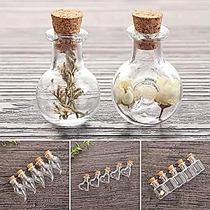 Wowagoga 200 Pieces Small Mini Glass Bottle,Tiny Wishing Bottles Empty Refillable Wishing Bottles -Drifting Bottles with Cork Stoppers for DIY Craft Bead Containers (Random Styles)
