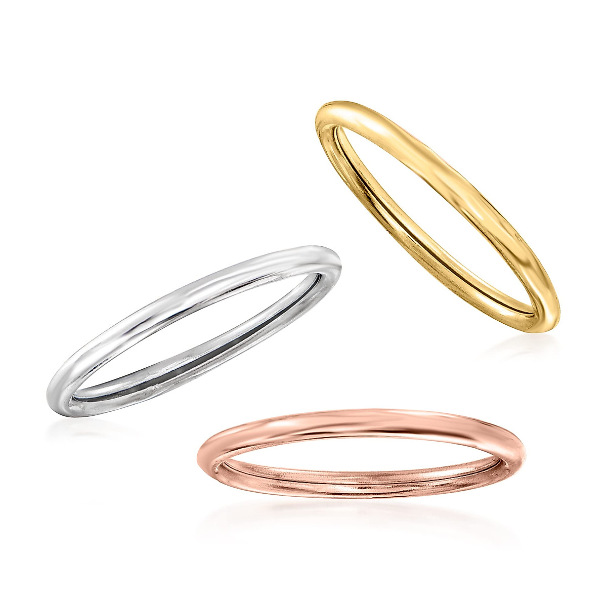 Ross-Simons 14kt Tri-Colored Gold Jewelry Set: 3 Polished Rings. Size 7