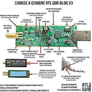 RTL-SDR Blog V3 R860 RTL2832U 1PPM TCXO SMA Software Defined Radio (Dongle Only) (Black)