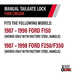 Pop & Lock PL2300 Black Manual Tailgate Lock (Works only with Factory Steel Handle)