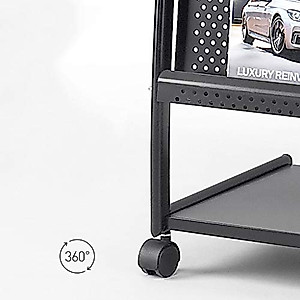 Magazine & Newspaper Baskets Newspaper Rack Magazine Rack Information Rack Magazine Rack Storage Book Rack Metal Iron Floor Universal Wheel Mobile Propaganda Display Stand Shelf Baskets