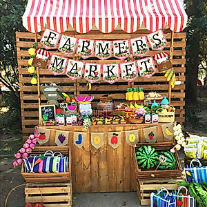 Farmers Market Birthday Party Banner, Vegetable Farmer's Party Decorations for Kids Produce Stand Baby Shower Farmer's Market Photo Backdrop