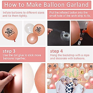 60th Birthday Decorations Women, Including Pink Rose Gold 60th Birthday Banner Backdrop Decor, Number 60th Birthday Balloon, 70 Pieces Rose Gold Balloon Arch Garland Kit for 60th Birthday
