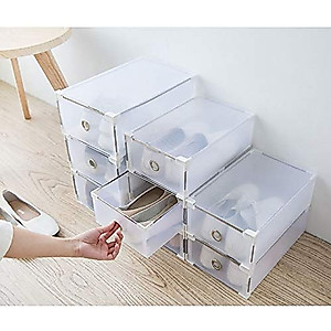 Senhill 12 Pack Shoe Storage Stackable Shoe Box Foldable Clear Plastic Shoes Holder Cabinet Transparent DIY Shoes Organizer Drawer Type Shoe Case Container
