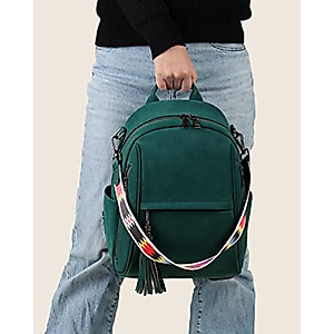FADEON Small Backpack Purse for Women, Leather Handbags Designer Cute Roomly Ladies Shoulder Bag with Tassel
