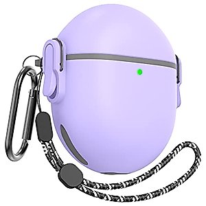 Google Pixel Buds Pro Case(2022), WOFRO Secure Lock Shock-Absorbing Protective Cover Skin for Pixel Buds Pro Accessories with Carabiner & Lanyard [One-Click Pop] (Purple)