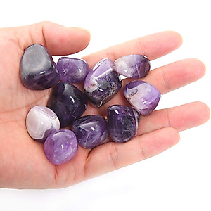 Bingcute Brazilian Tumbled Polished Natural Amethyst Stones 1/2 Ib for Wicca, Reiki, and Energy Crystal Healing (Amethyst)