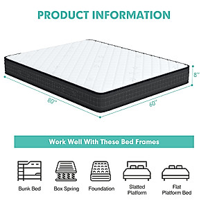 Giantex 8 Inch Queen Mattress, Memory Foam Mattress, Breathable Medium Firm Queen Size Mattress for Pressure Relieve, CertiPUR-US Certified, Mattress in a Box