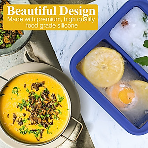 Kinggrand Kitchen 2 Cup Silicone Freezer Trays with Lid 2 Pack Silicone Soup Freezer Molds Make 4 Perfect 2 Cup Portions - Easy Release Soup Freezer Containers for Food Soup, Broth, Stew or Sauce