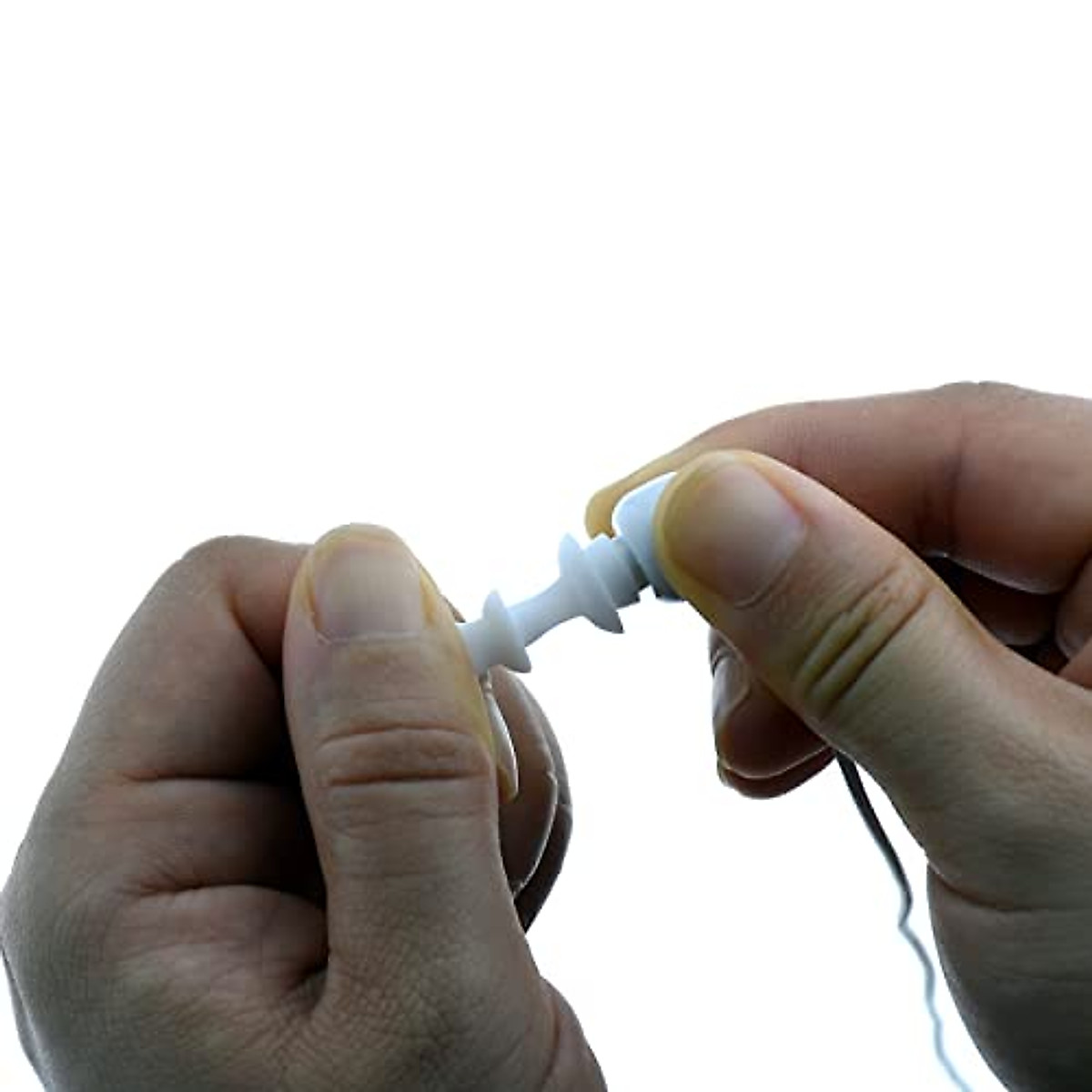 SWMIUSK Short Cord Waterproof Earbuds for Swimming, Easy Flip Turns and Not Falling Off, Wired 3.5 mm Jack 15-inch Cord Length, Underwater Headphones for Diving, Snorkeling, Showering, Running (White)