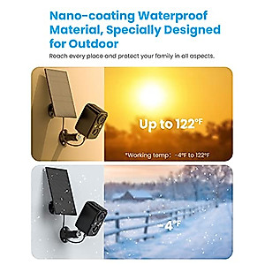 FOAOOD Security Cameras Wireless Outdoor with Solar Panel Cameras for Home Security, Home Camera with Color Night Vision, PIR Human Detection, 2-Way Talk, IP66 Waterproof, (2Packs-Black)