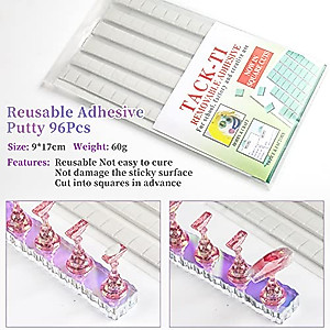 BQAN 2 Set Nail Holder for Painting Nails, Aurora Acrylic Nail Stand for Press on / Fake Nail Tips Training / Nails Display with 96 Pcs Reusable Adhesive Putty