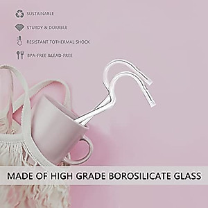 4 Pcs Anti Wrinkle Straw, Reusable Glass Drinking Flute Straw for Engaging Lips Horizontally to Prevent Lip Wrinkles & Vertical Lip Lines, High Borosilicate Cured Glass Straw for Beverages