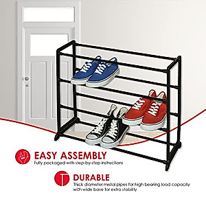Home Basics, Black Easy Assemble Space-Saving 12 Pair Shoe Tower Multi-Purpose Storage Rack