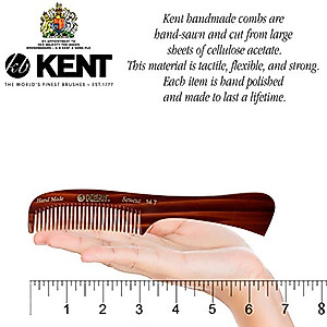 Kent 14T Large all Coarse Hair Detangling Comb, Wide Teeth for Long Thick Curly Wavy Hair. Hair Detangler Comb For Wet and Dry. Rake Comb Saw-Cut from Cellulose and Hand Polished, Handmade in England