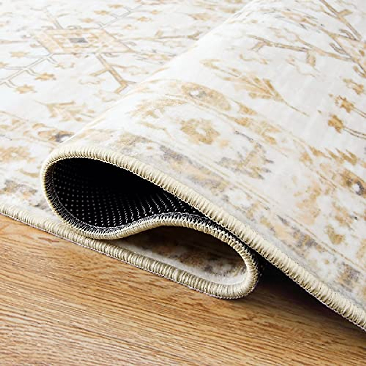 COZYLOOM Large 8x10 Area Rug Medallion Distressed Soft Rug Retro Indoor Carpet for Living Room Non-Shedding Floral Floor Carpet Low Pile Anti-Slip Backing Bedroom Thin Rug Accent Home Decor