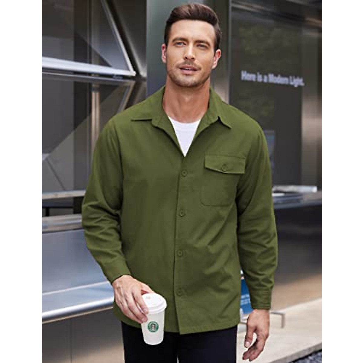 COOFANDY Men's Work Jacket Casual Designer Warm Shirt Jacket Outdoor Hiking Jackets