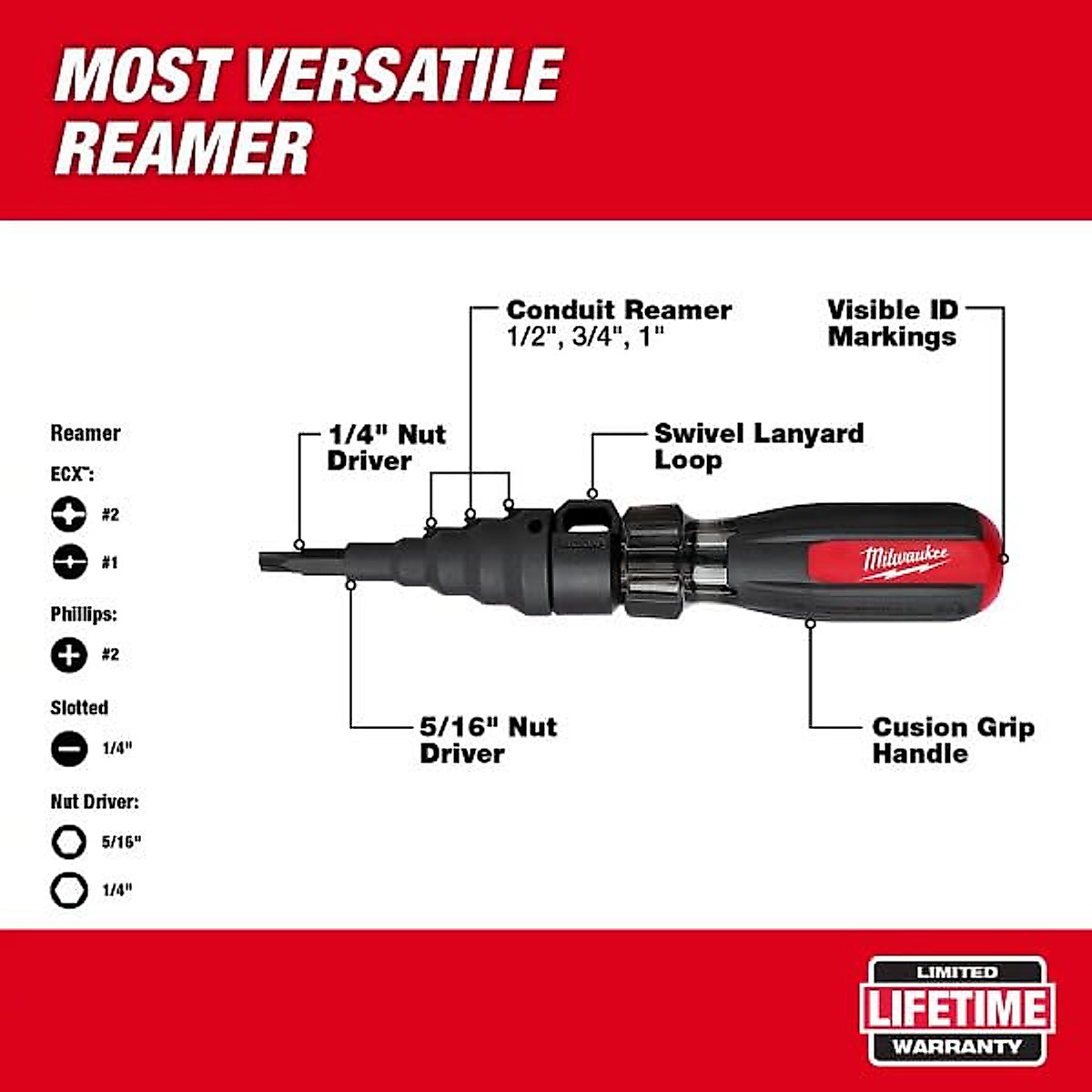 Milwaukee 48-22-2870 7-in-1 Conduit Reamer with ECX Bit