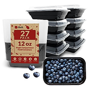 Reli. Meal Prep Containers 12 oz (27 Pack) 1 Compartment Meal Prep Containers Reusable | Plastic Take Out Food Box, Microwavable | Small Boxes with Lids for Takeout, Leftover