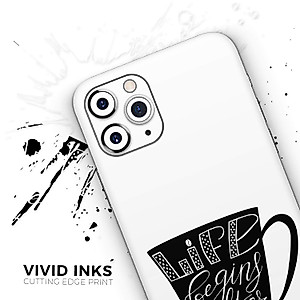 Design Skinz Life Begins After Coffee - DesignSkinz Protective Vinyl Decal Wrap Skin Cover Compatible with The Apple iPhone SE (2020) (Full-Body, Screen Trim & Back Glass Skin)