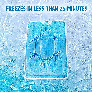Kona Ice Packs for Lunch Bags - No Ice Required - Reusable Long Lasting (-5C) Small Thin Freezer Packs - Freezes in 25 Minutes (4)