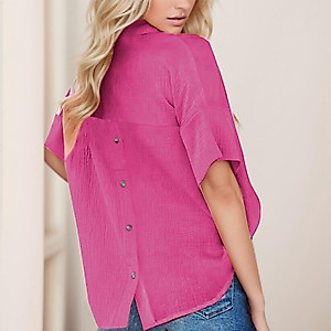 Cheifay Tank Tops Women Cotton Pack Womens Summer Tops Casual Button Down V Neck Shirts Comfort Breathable Outfits Beach T-Shirts with Pocket Tank Tops Women Graphic Gym