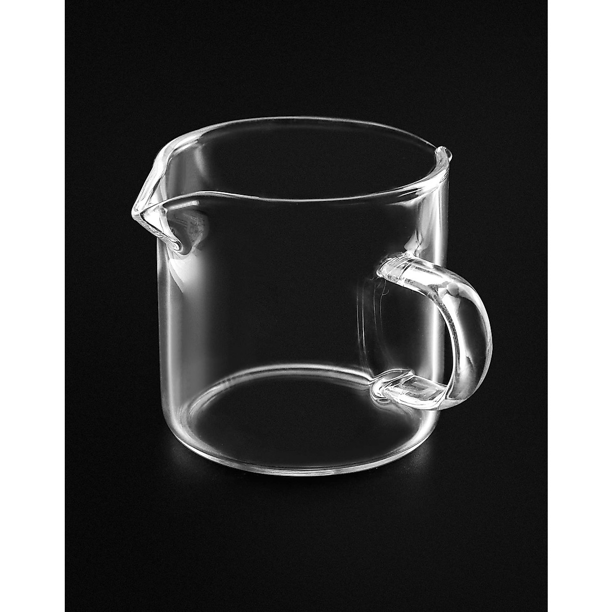 QWORK Double Spouts Espresso Shot Glass Cup Without Scale, 2 Pack Clear Glass Round Beaker with Handle, Suitable for Milk Coffee