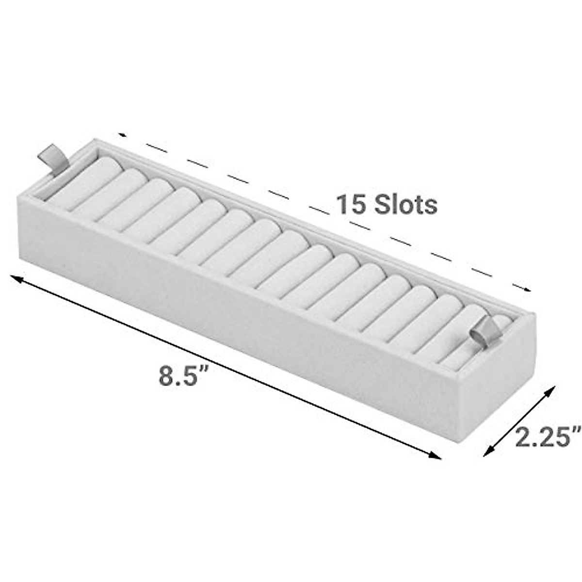 HOUNDSBAY Ring & Cufflink Box Padded Jewelry Tray | Accessory to Admiral and Commander Dresser Valet Box & Victory Valet Tray (Gray)
