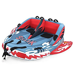 Valwix 2 Person Towable Tube for Boating with Front & Rear Tow Points, 2-Rider Inflatable Boat Raft with Full Nylon Cover for Youth Adult Watersports