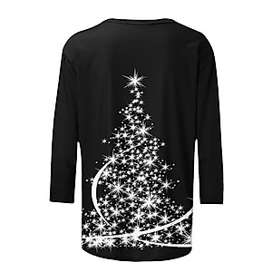 My Recent Orders Christmas Tops for Women Trendy 2023 3/4 Sleeve Cute Funny Christmas Tree Print Tunic Shirts Dressy Casual Tees Blouses Womens Christmas Tops Funny White M
