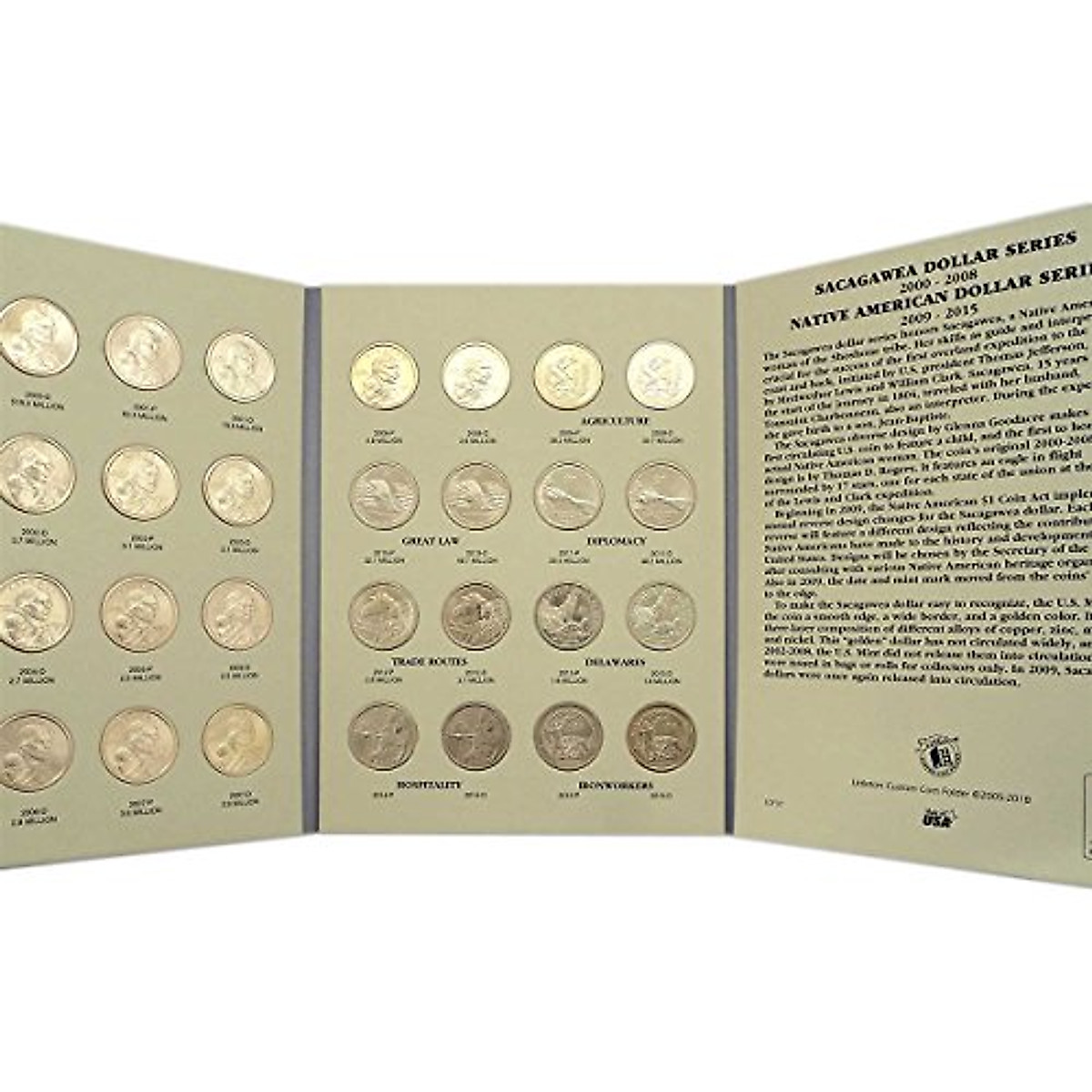 2000 P, D - 2022 P, D 46 Coin Sacagawea Dollar Set in Littleton Folder Dollar US Mint Uncirculated