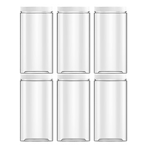 HoleviFO 48oz (1420 ml, 6 Pack) Clear Tall Plastic Jars with Smooth White Lids and Labels, Cylindrical Food Storage BPA Free PET Quart Size Canisters for Home & Kitchen Pantry Organization and Storage