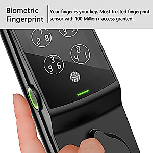 Lockly Secure Pro, Wi-Fi Smart Lock, PIN Genie® Keypad, 3D Biometric Fingerprint Sensor, Auto Lock Deadbolt (Matte Black, a Special Edition for Special Door Frame and Thick Fingers)