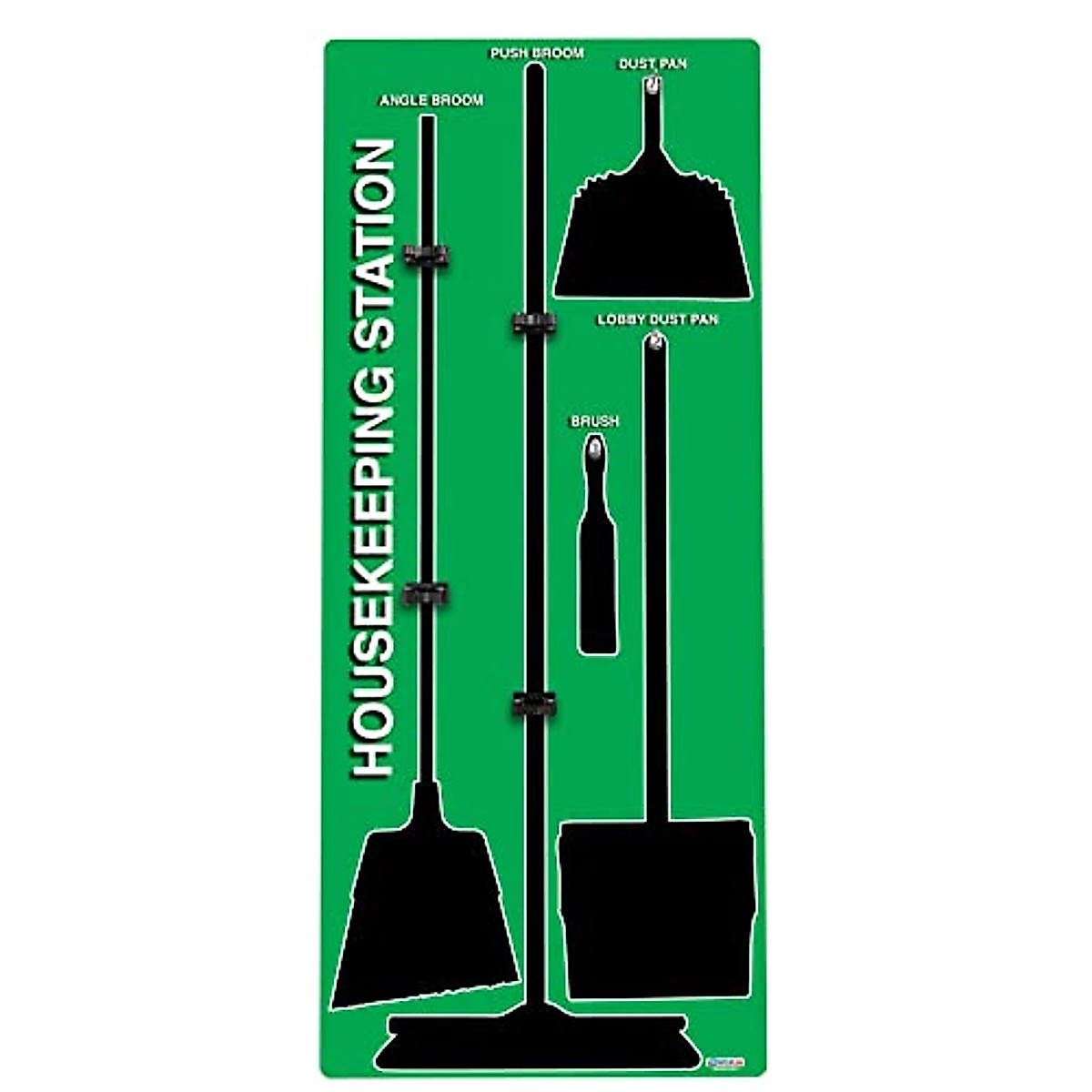 5S Housekeeping Shadow Board Broom Station Green (with Broom Kit)