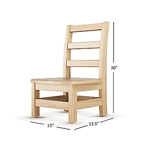 Foundations Little Innovators 8"; 2 Pack Kids Wooden Ladderback School Chairs - Durable Rubberwood Fully-Assembled - Kid Chairs for Daycare and Classrooms