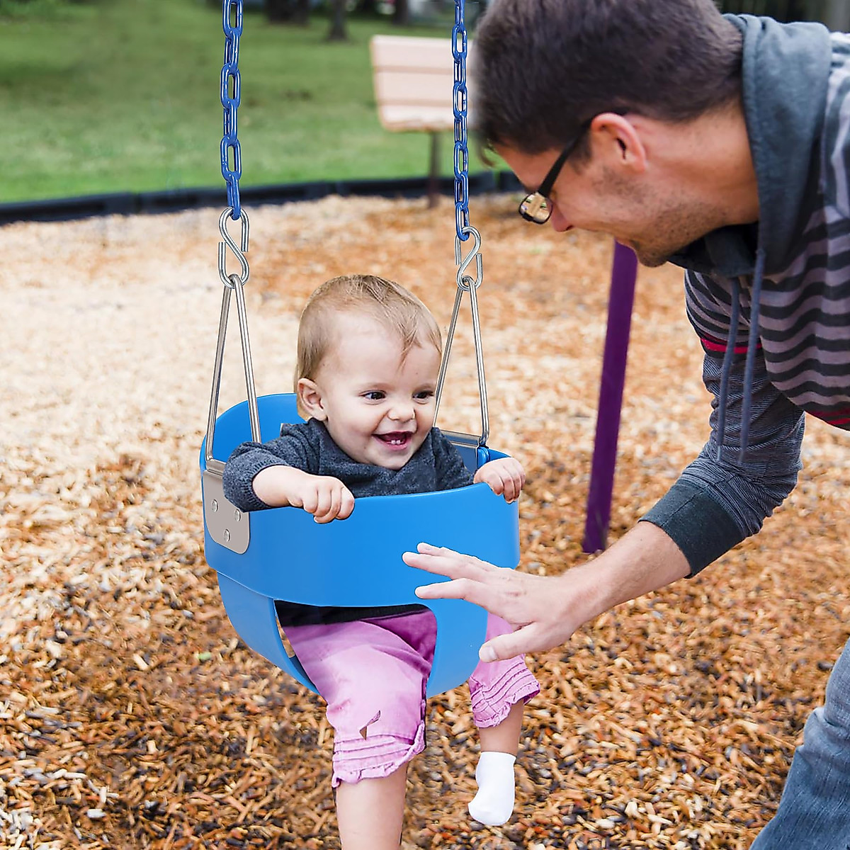 RedSwing Heavy-Duty High Back Half Bucket Toddler Swing Seat with Coated Swing Chains and Safety Strap