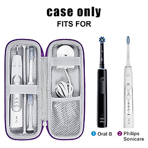 ZORETCO Toothbrush Travel Case Compatible with Oral-B Pro 1000,1500,2000,3000,3500 Fits For Philips Sonicare Protectiveclean 4100,5100,6100,6500 Electric Toothbrush Travel Bag (Purple)