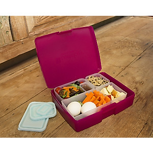 Bentology Bento Lunch Box Set w/ 5 Inner Removable Containers, Leak Proof, Food Prep & Snack Packing Compartments - Stackable, Microwave Safe Nesting Containers w Lids, Easy to Clean & Store