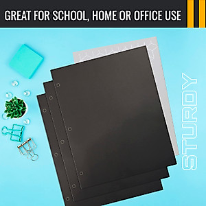 Two Pocket Portfolio Folders, 50-Pack, Black, Letter Size Paper Folders, by Better Office Products, 50 Pieces, Black