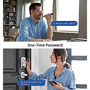 Veise Fingerprint Door Lock with 2 Lever Handles - Keyless Entry Door Lock, Electronic Keypad Deadbolt & Front Door Lock Handle Sets, Auto Lock & 1 Touch Locking, Easy Installation, Satin Nickel